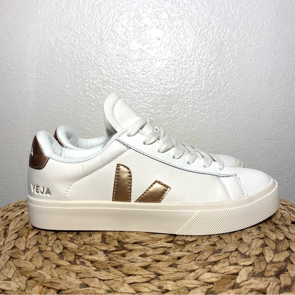 Veja | Shoes | Veja Campo Metallic Copper White Leather Sneakers | Poshmark